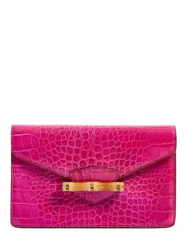 Pamela Munson The Jackie Croc-embossed Clutch - Pink