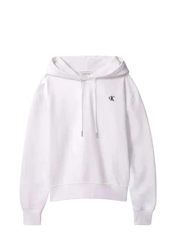 Calvin Klein Embroidered Logo Hoodie - White
