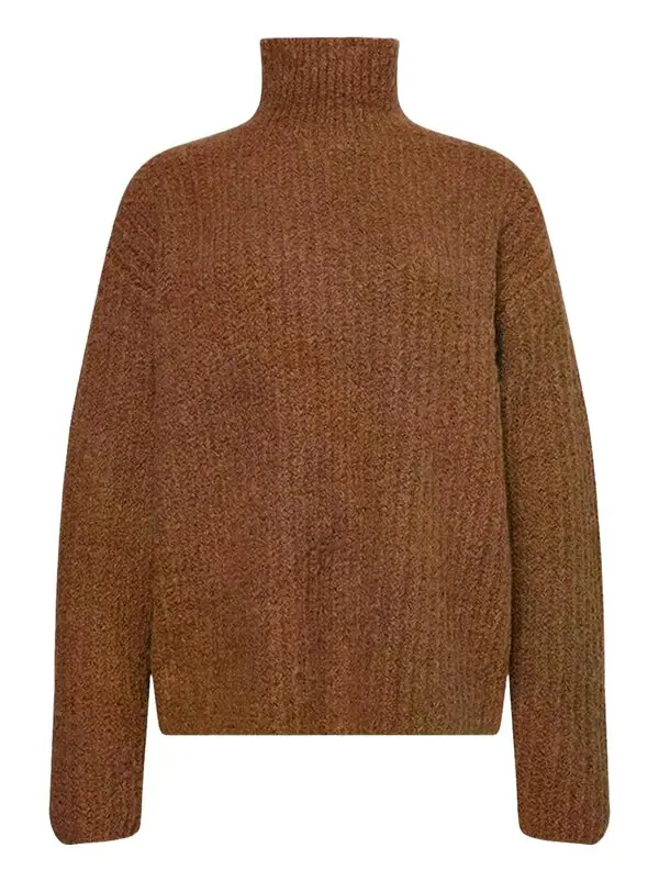 Calvin Klein Textured Knit Roll-neck Sweater - Brown