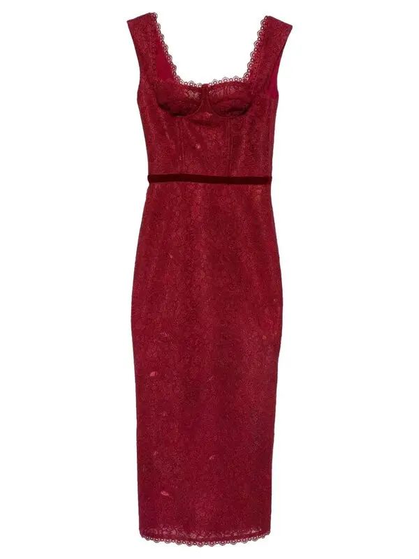 MIAU BY CLARA ROTESCU Lace Trim Pepper Dress - Red