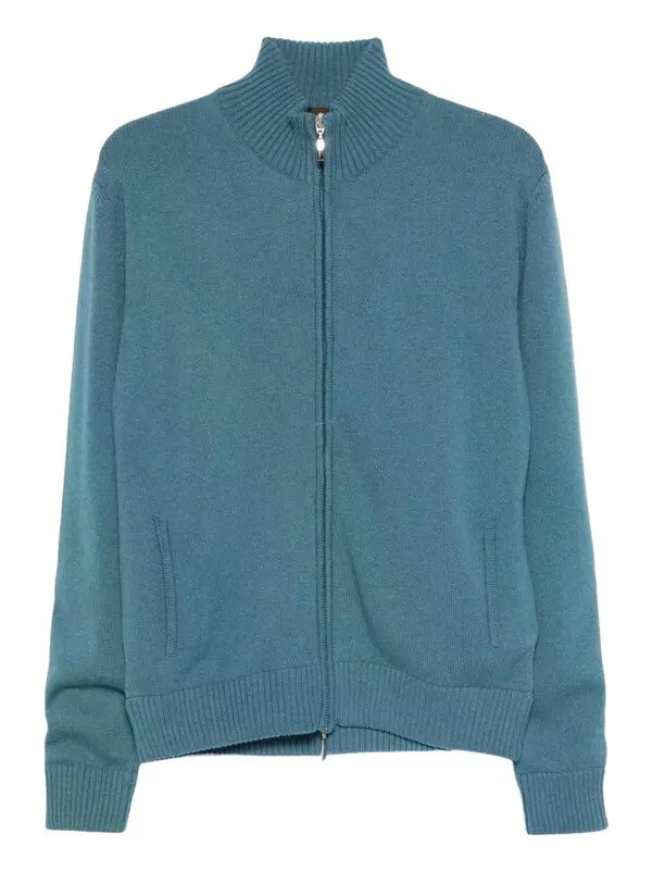 DORIANI CASHMERE Zip Cardigan - Blue