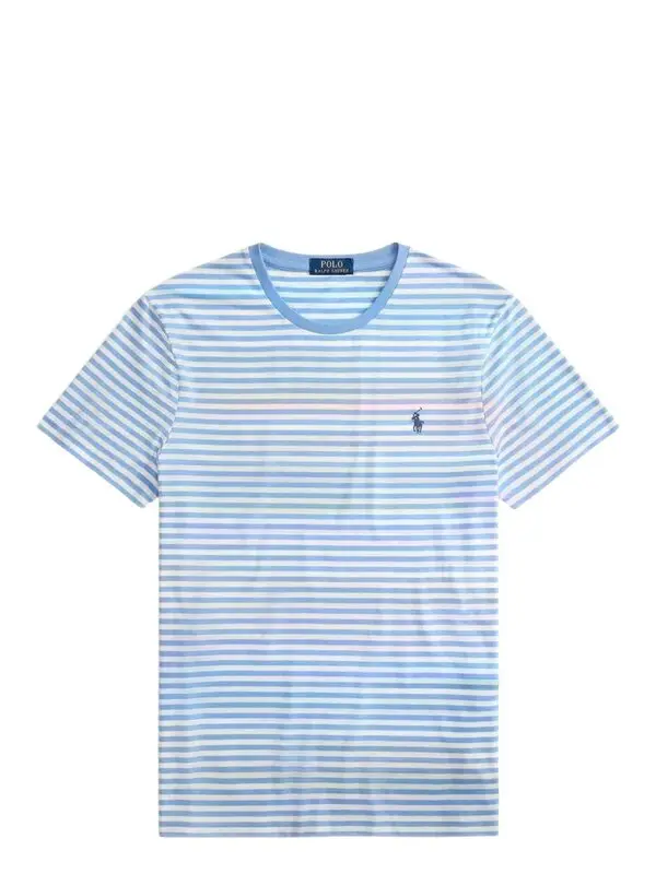 Polo Ralph Lauren Striped Embroidered-logo T-shirt - Blue