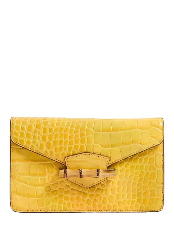 Pamela Munson Jackie Crocodile-effect Clutch - Yellow