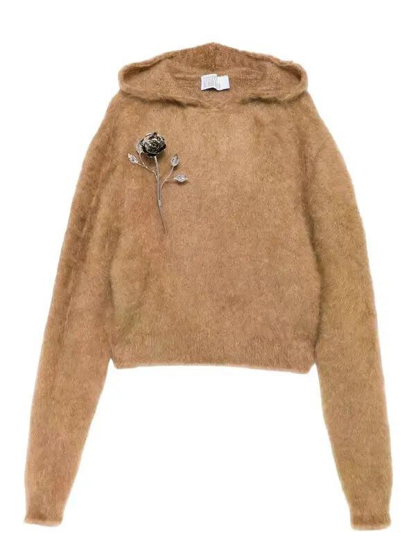 Giuseppe Di Morabito Floral-appliqué Hooded Sweater - Neutrals