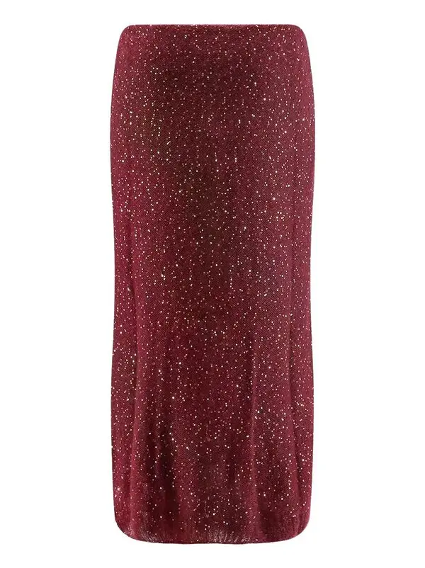NUDE Sequin-embellished Midi Skirt - Red