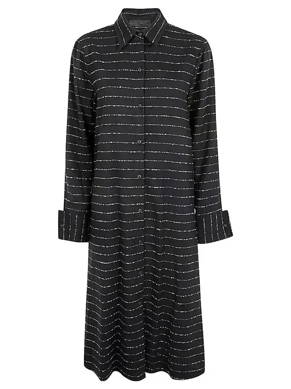 MARIA CALDERARA Buttoned Striped Dress - Black