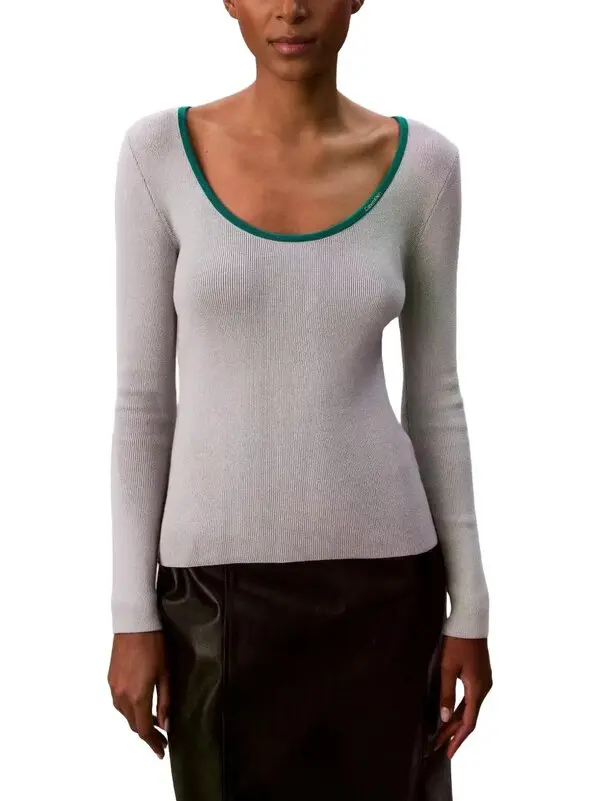 Calvin Klein Ribbed Trim Top - Grey