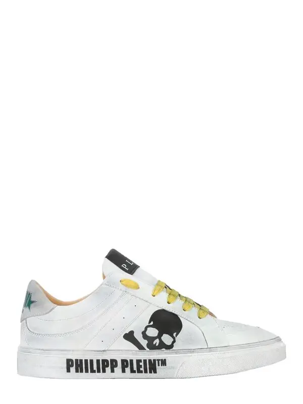 Philipp Plein Skull Leather Low-top Sneakers - White