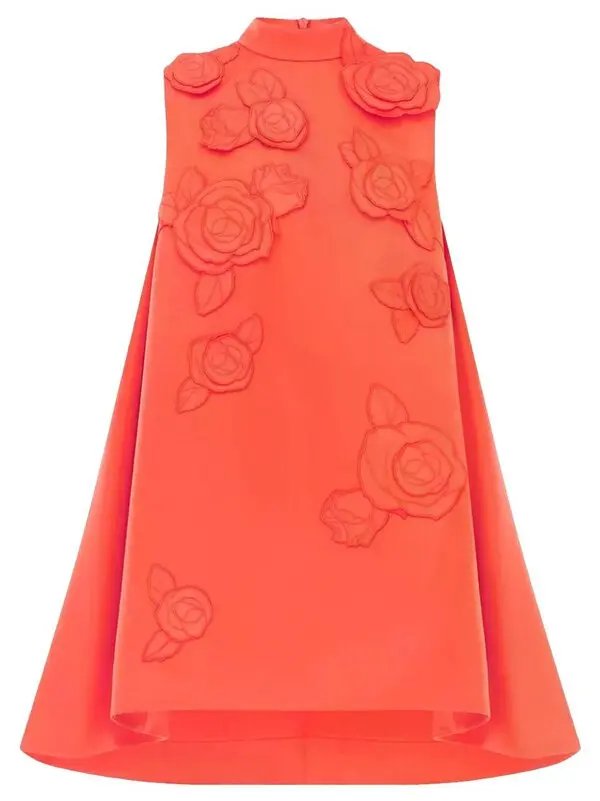 LEO LIN Fallon Floral-appliqué Mini Dress - Orange
