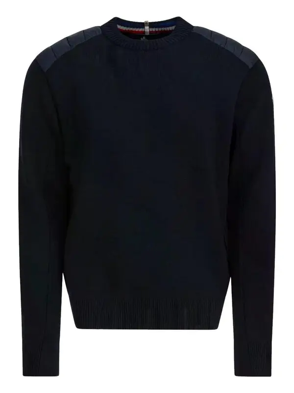 Moncler Padded-shoulder Crewneck Sweater - Black