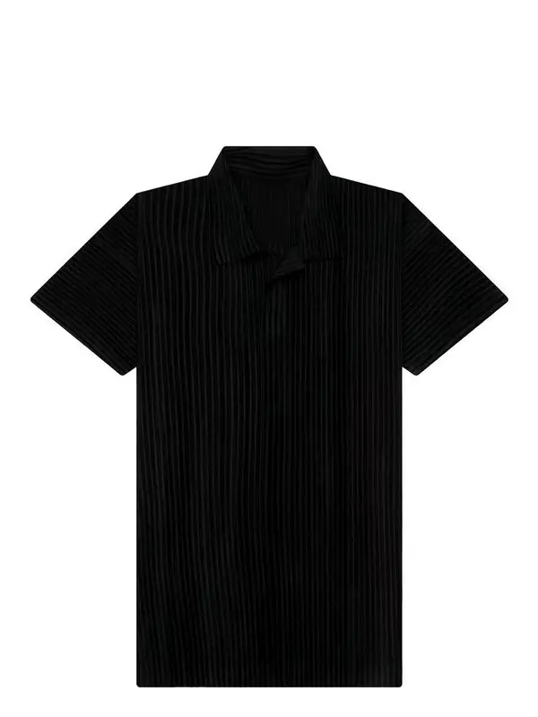 Issey Miyake Pleated Polo Shirt - Black