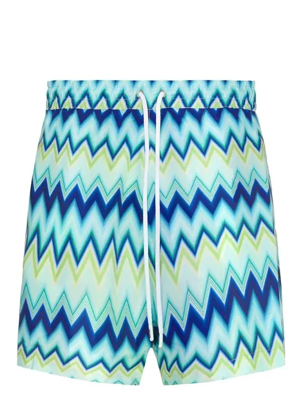 Missoni Zigzag-pattern Swim Shorts - Blue