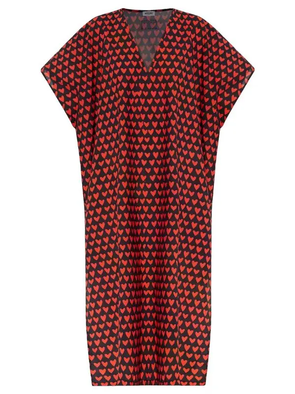 Moschino Heart-print V-neck Midi Dress - Black