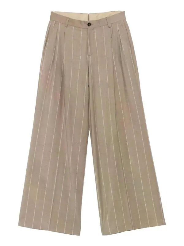 LUIGI BIANCHI MANTOVA Striped Tailored Trousers - Brown