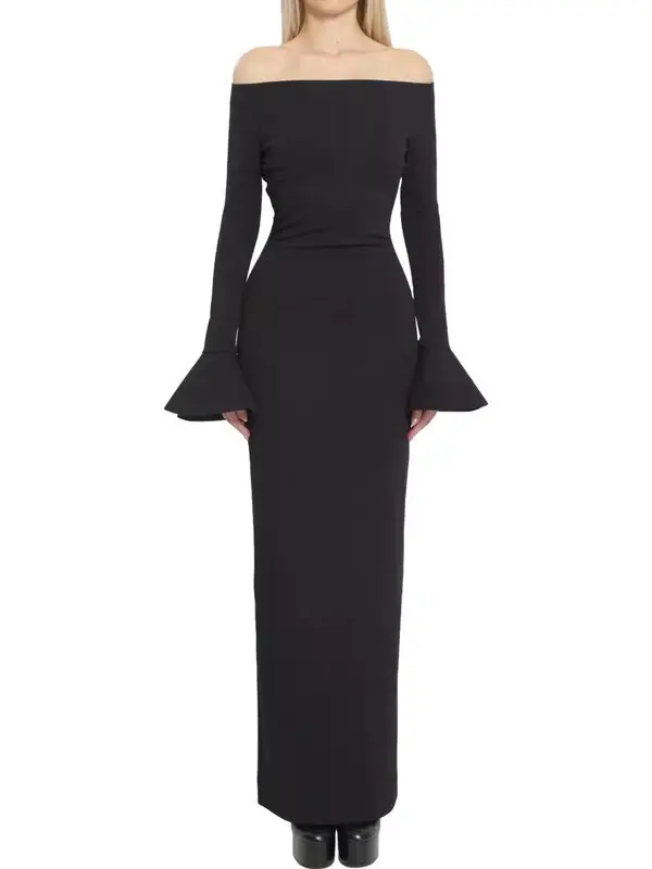 Solace London Anica Flared-cuff Maxi Dress - Black