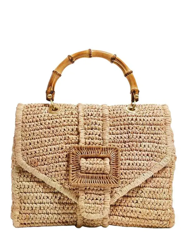 Pamela Munson The Avis Top-handle Tote Bag With Bamboo Detail - Neutrals