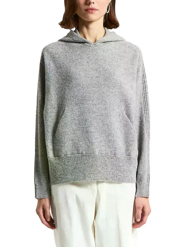 Peserico Hooded Ribbed Knitwear - Grey