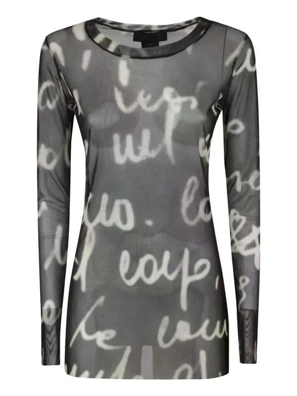 MARIA CALDERARA Text-print Top - Black