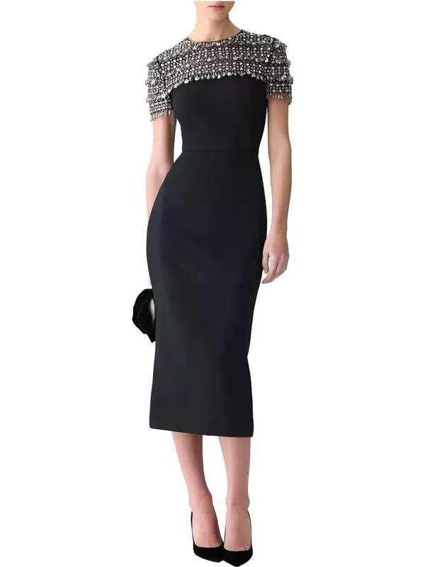 Carolina Herrera Embellished Midi Dress - Black