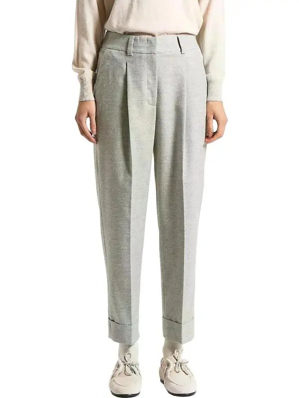 Peserico Pleated Cuffed Trousers - Grey