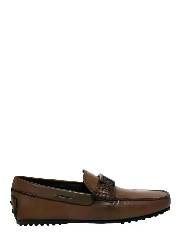 TOD'S City Gommino Braided-detail Loafers - Brown