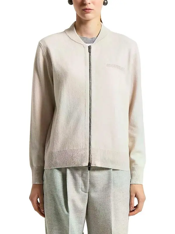 Peserico Zip Knitted Cardigan - Neutrals