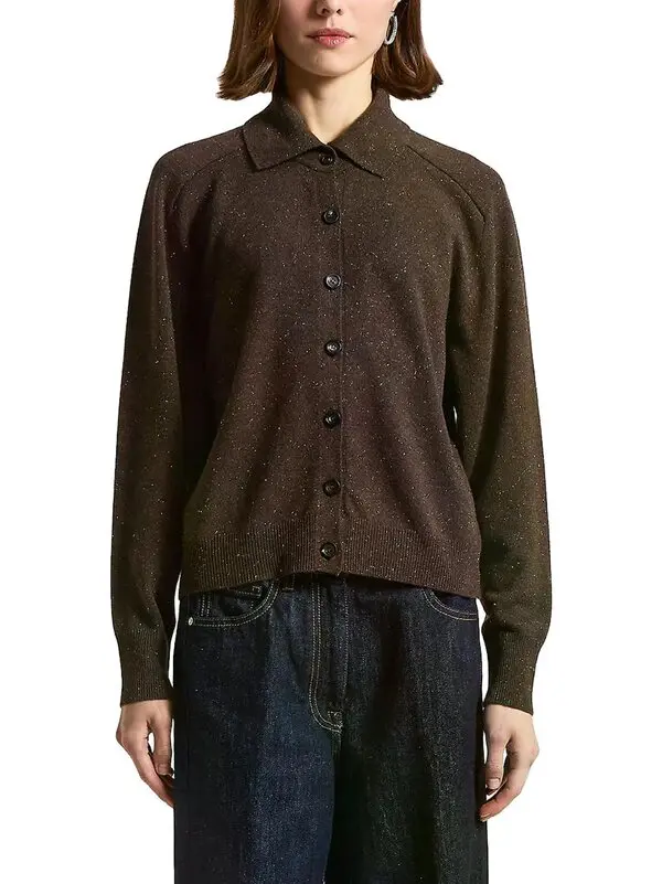 Peserico Buttoned Collared Knitwear - Brown