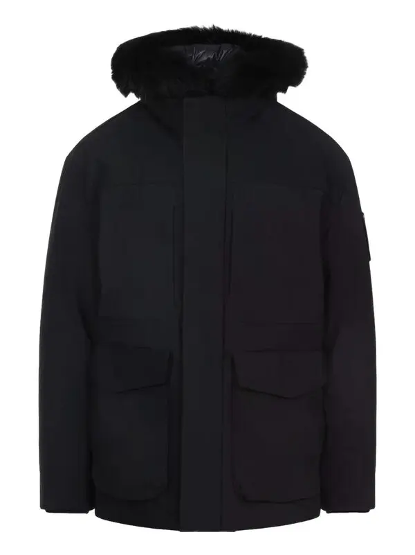 Moose Knuckles Fur Hooded Jacket - Black