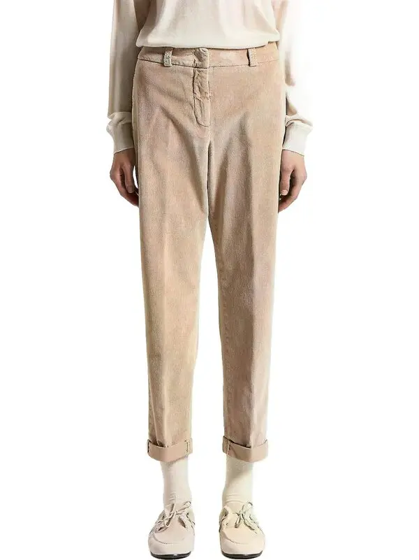 Peserico Corduroy Cuffed Trousers - Neutrals