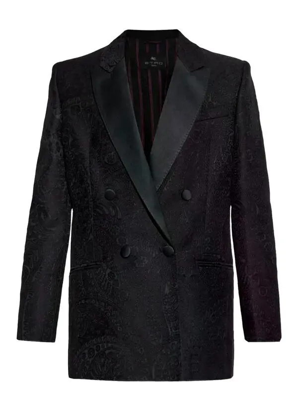 Etro Double-breasted Paisley Blazer - Black