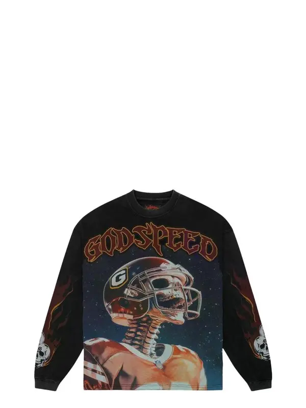 GODSPEED Graphic Print Long-sleeve Sweatshirt - Black
