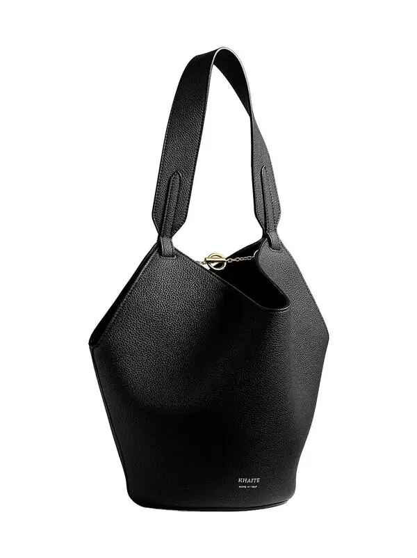 Khaite Lotus Mini Pebble Leather Tote Bag - Black