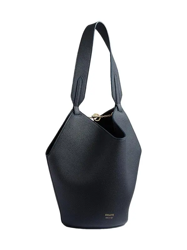 Khaite Lotus Mini Pebble Leather Tote Bag - Midnight
