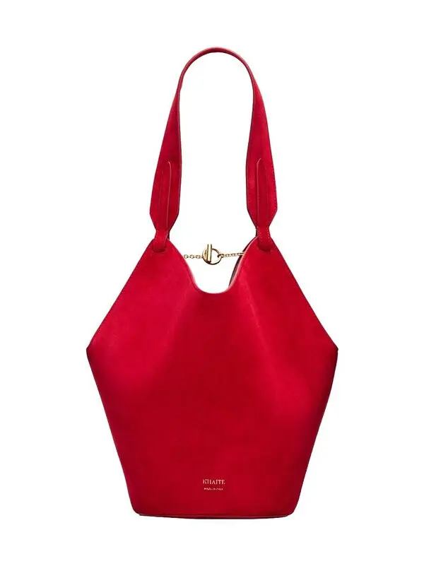 Khaite Lotus Mini Suede Tote Bag - Ruby