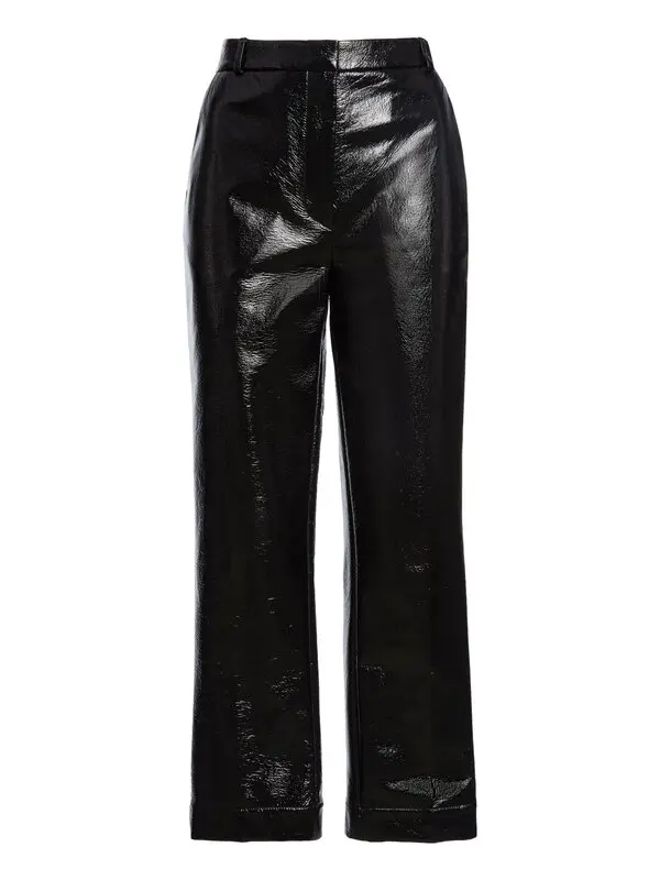 Françoise Minnie Crinkled Vinyl Cotton Pants - Black