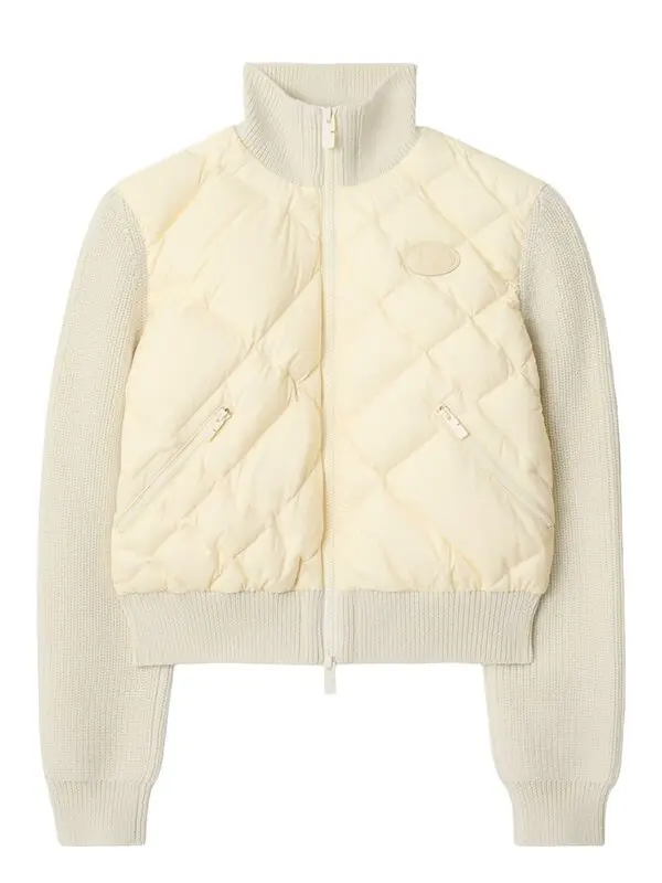 Burberry Kelsey Quilted Knit Combo Jacket - Ceramic White