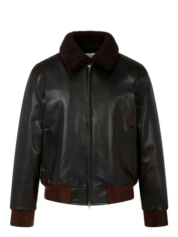 MAN ON THE BOON. Shearling Collar Bomber Jacket - Brown