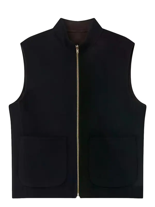 MAN ON THE BOON. Zip-up Gilet - Black