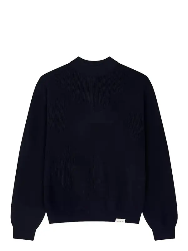MAN ON THE BOON. Wool Mock-neck Pullover - Blue