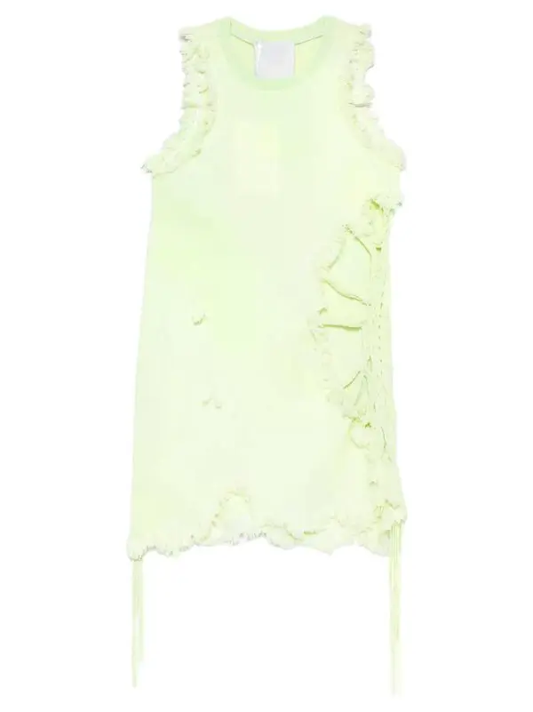 LOULOU Frayed Trim Dress - Green