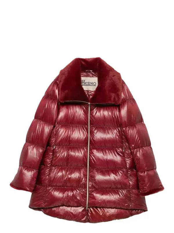 Herno Fur Collar Padded Jacket - Red