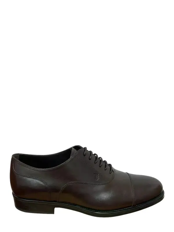 TOD'S Cap-toe Leather Oxford Shoes - Brown