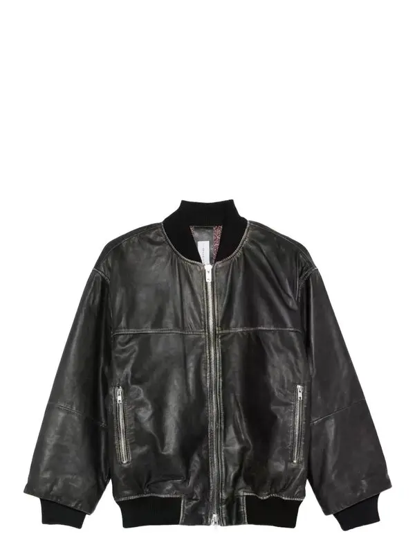 BULLY Leather Biker Jacket - Brown