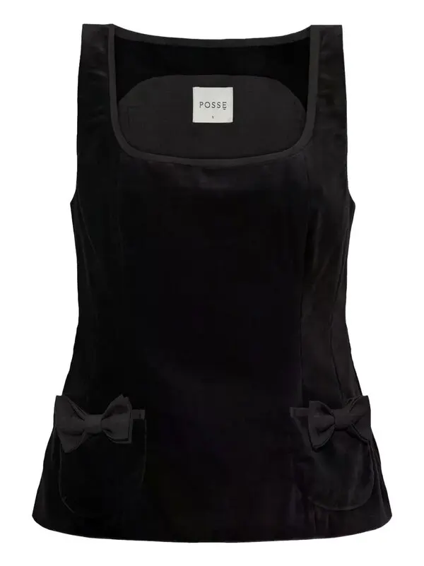 Posse Quincy Bow Pocket Top - Black