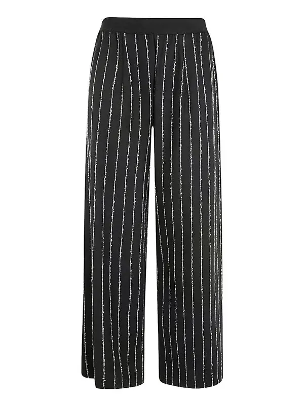 MARIA CALDERARA Striped Trousers - Black