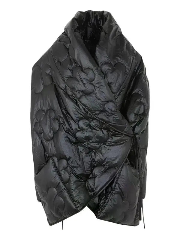 MARIA CALDERARA Flower Quilted Coat - Black