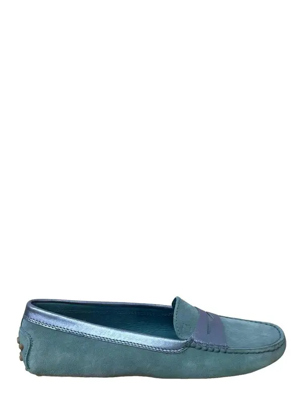 TOD'S Gommino Metallic-trim Suede Loafers - Blue