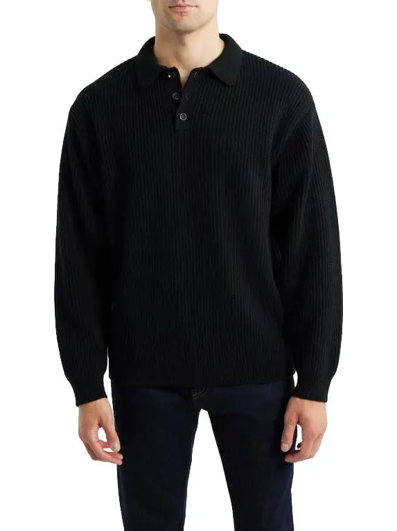 925 ORIGINALS Nicolas Rib Polo Sweater - Black