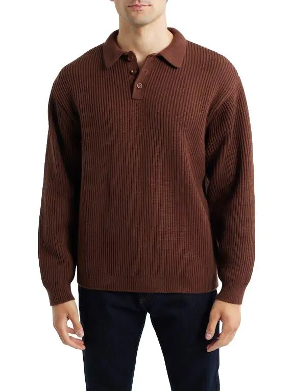 925 ORIGINALS Nicolas Rib Polo Sweater - Brown