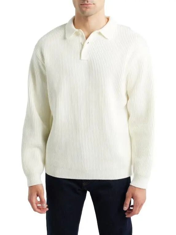 925 ORIGINALS Nicolas Rib Polo Sweater - Cream
